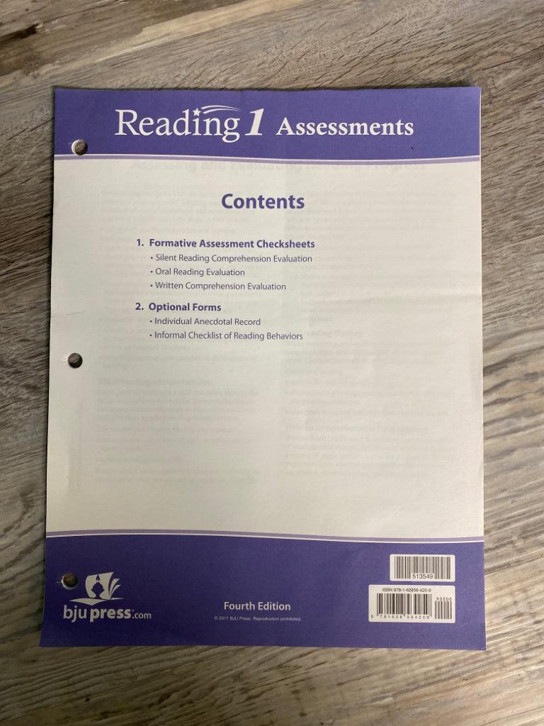 BJU Reading 1 Assessments 4th Ed. – First Homeschool